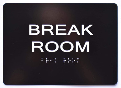 Break Room Sign-Tactile Signs Black (Aluminium, Black/Silver,Size 5x7 ...