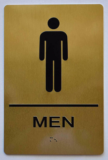 Men Restroom Gold Sign-Tactile Signs (Aluminium, Gold/Black,Size 6X9 ...