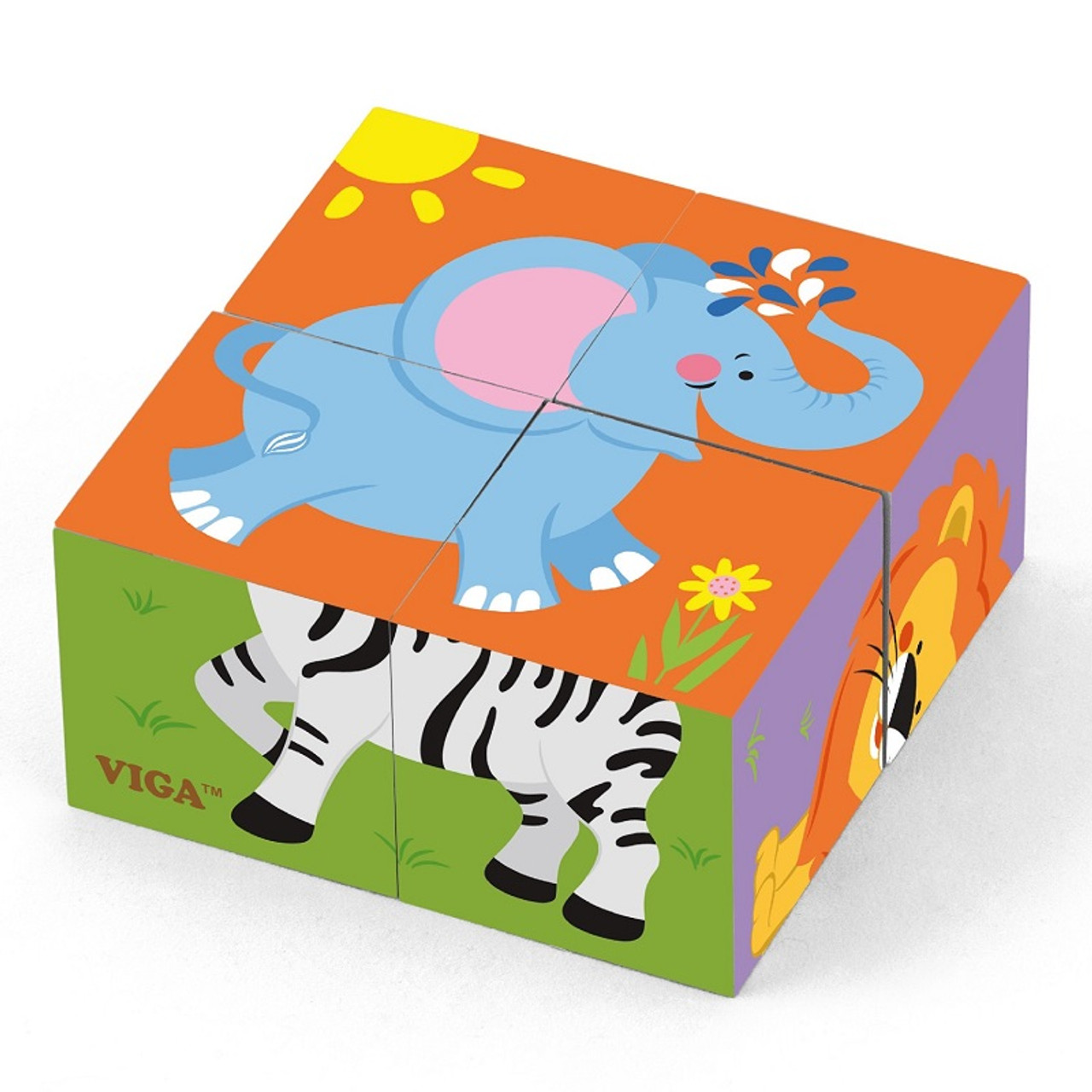 Viga Wooden 6 Sides Cube Puzzle