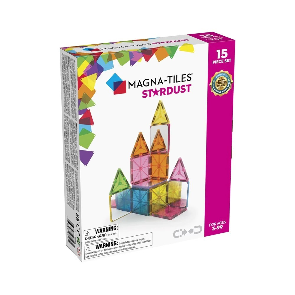 Magna-Tiles Stardust 15 piece set Mirrored and Glitter Tiles