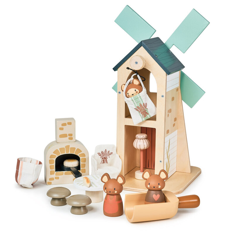 Tender Leaf Toys Wooden Penny Windmill Set Inc 3 mice and Accessories