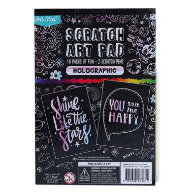 Scratch Art Pad Holographic 40 Pages 2 Scratch Pens