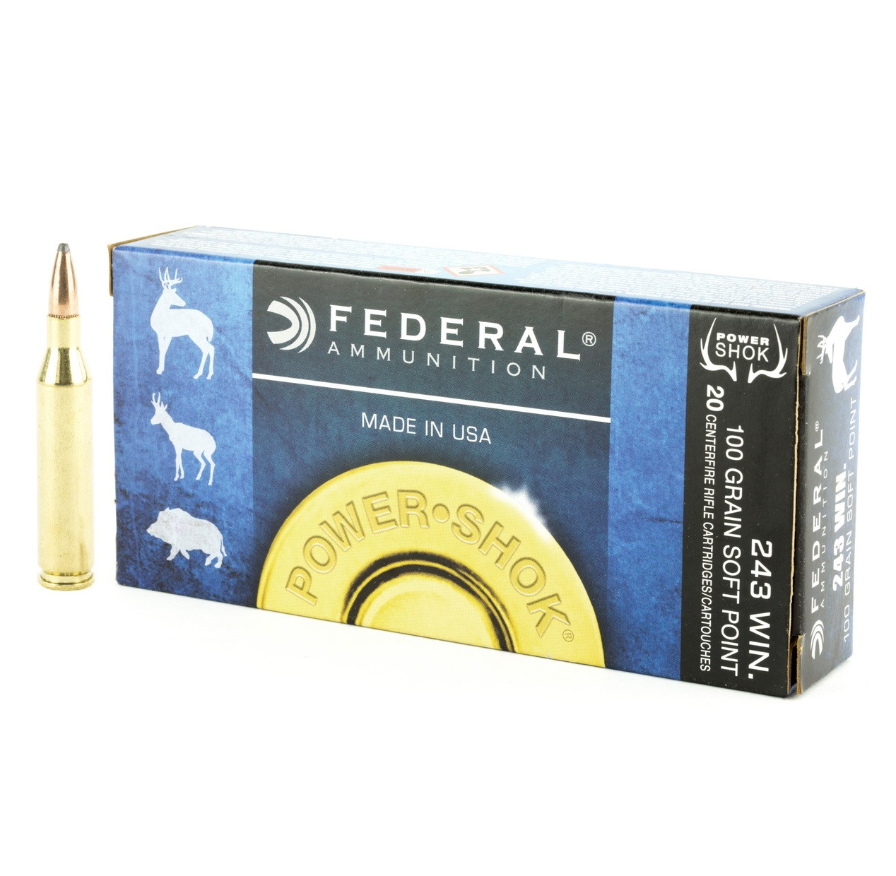 Federal Power-Shok .243 Winchester Ammo 100gr Soft Point 20/Box