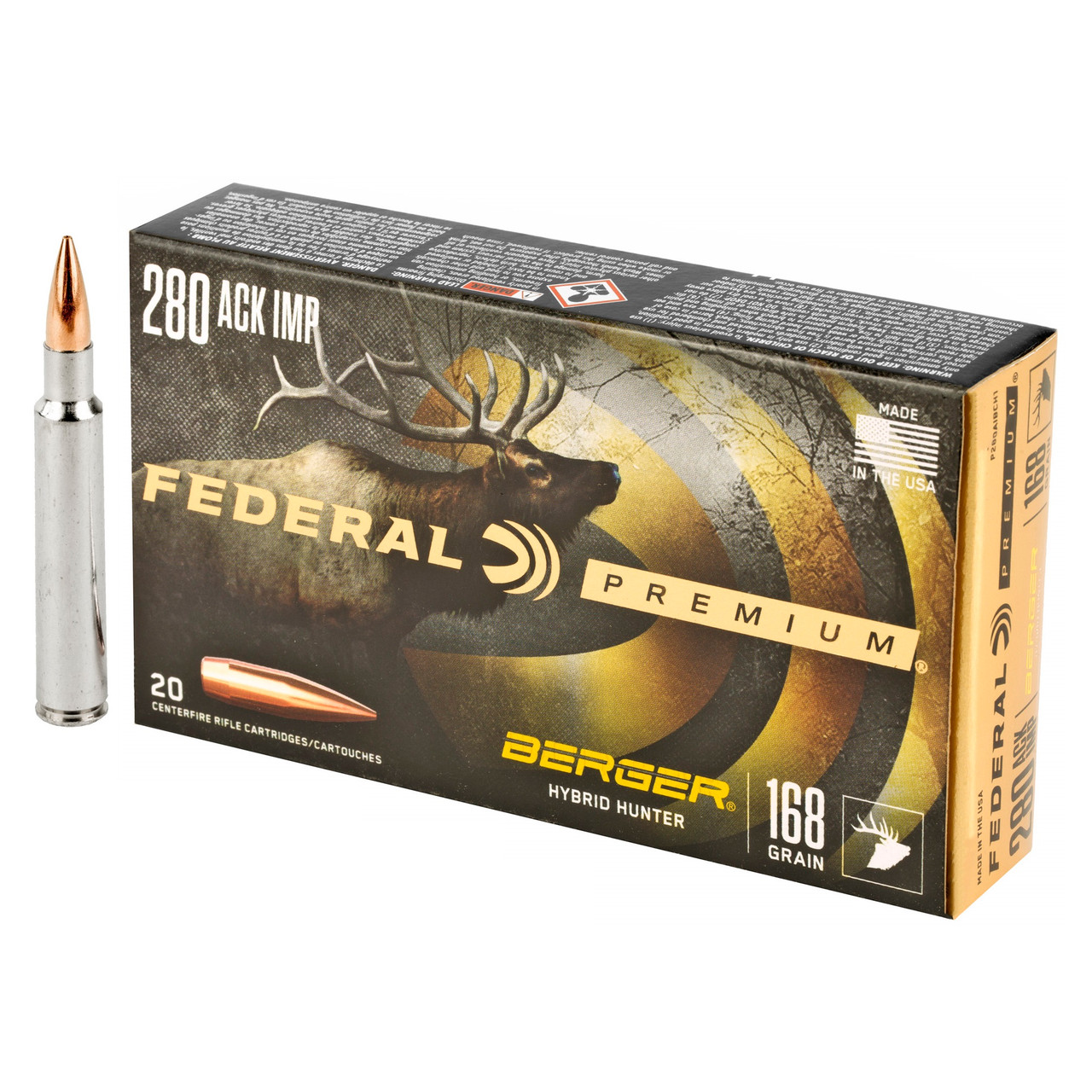 Federal Premium Berger Hybrid Hunter .280 Ackley Improved Ammo 168gr ...