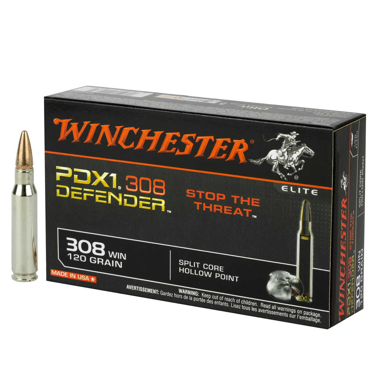 Winchester PDX1 Defender .308 Winchester 120gr Jacketed Hollow Point 20 ...