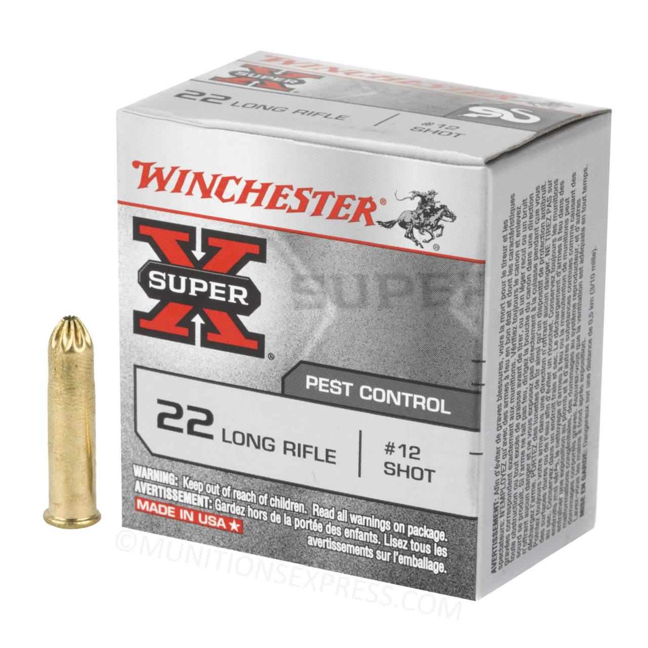 Winchester Super-X Pest Control .22 Long Rifle (.22 LR) Ammo 25gr #12 ...