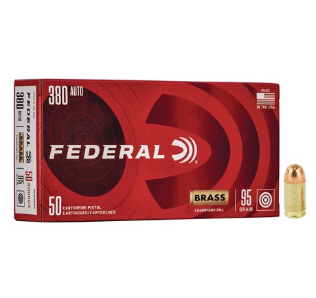Federal Champion Training .380 ACP Ammo 95gr Full Metal Jacket 50/Box