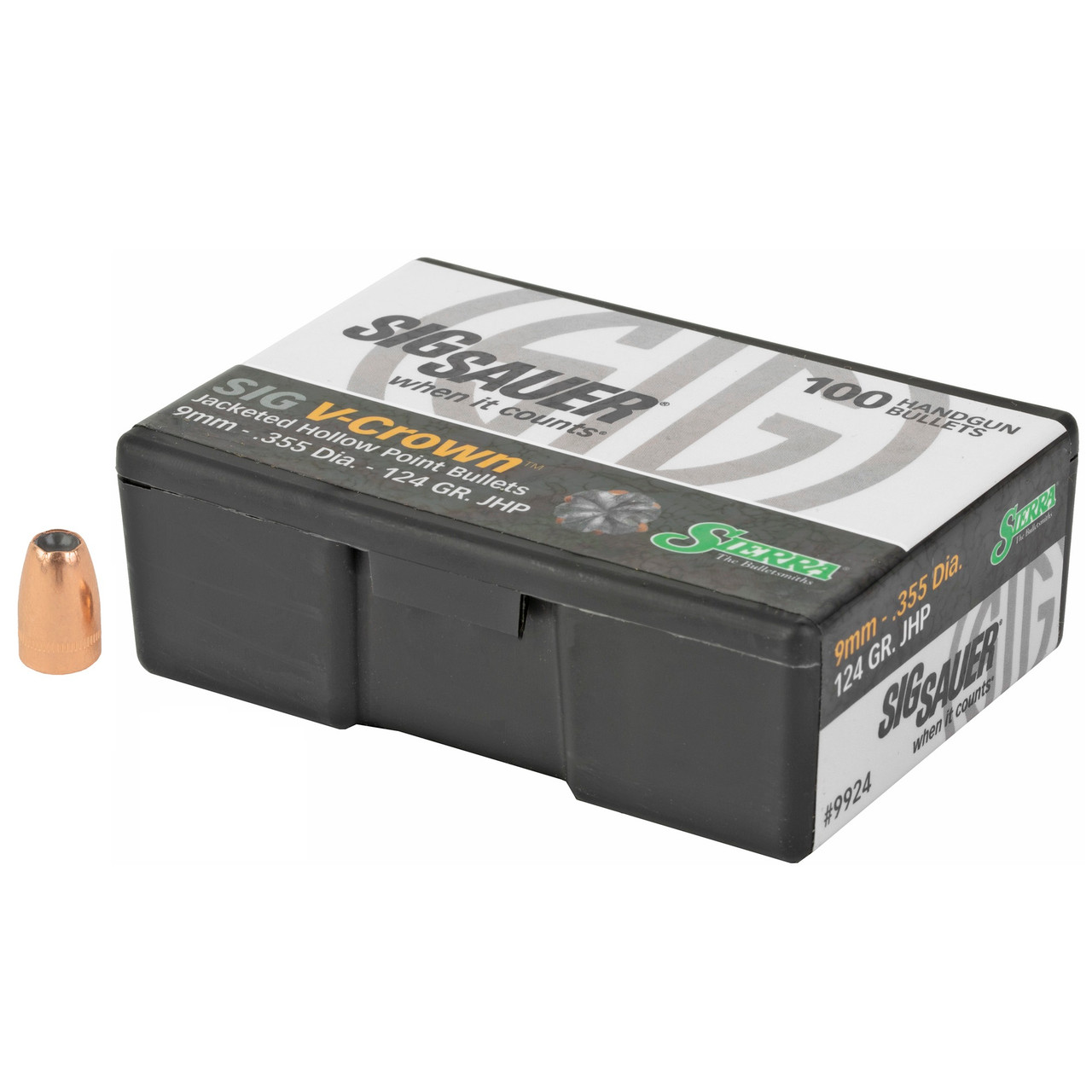 Sierra Sig Sauer V-Crown 9mm (.355 Diameter) Bullets 125gr Jacketed ...