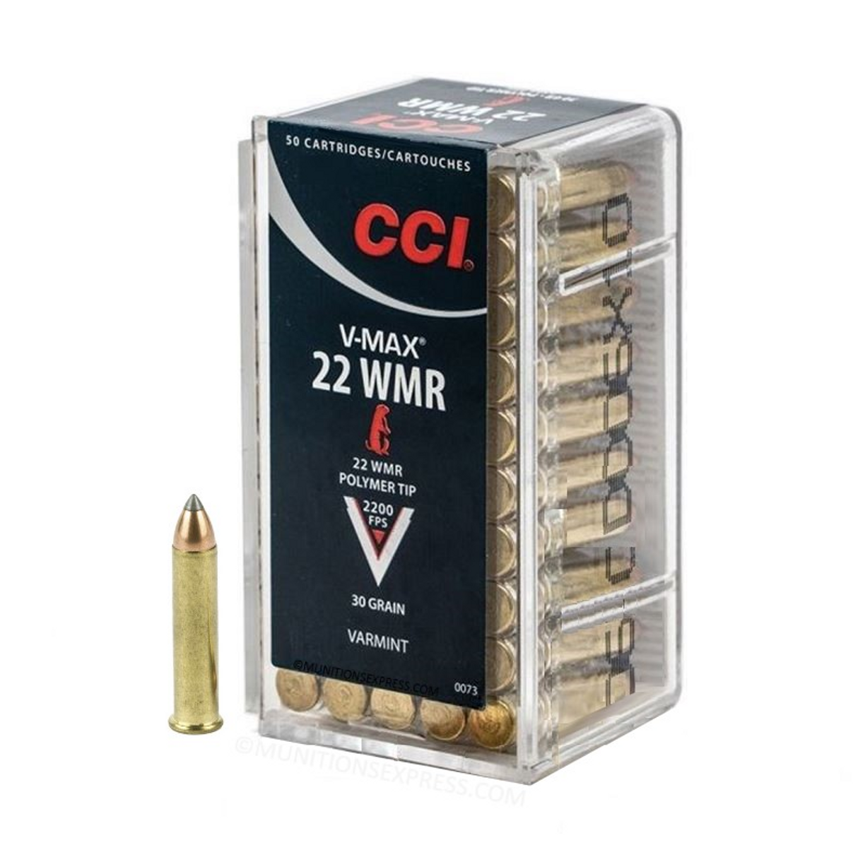 CCI .22 Winchester Magnum Rimfire (.22 WMR) Ammo 30gr Hornady V-Max 50/Box