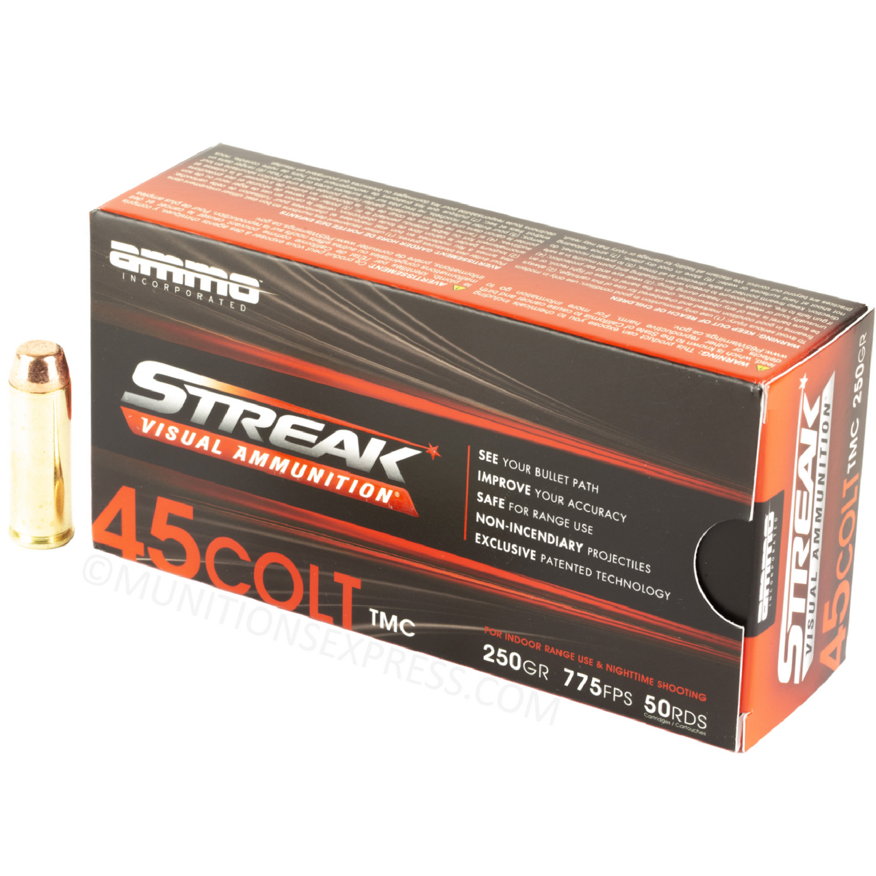 Ammo, Inc. STREAK .45 Colt (.45 Long Colt) Ammo 250gr Total Metal ...