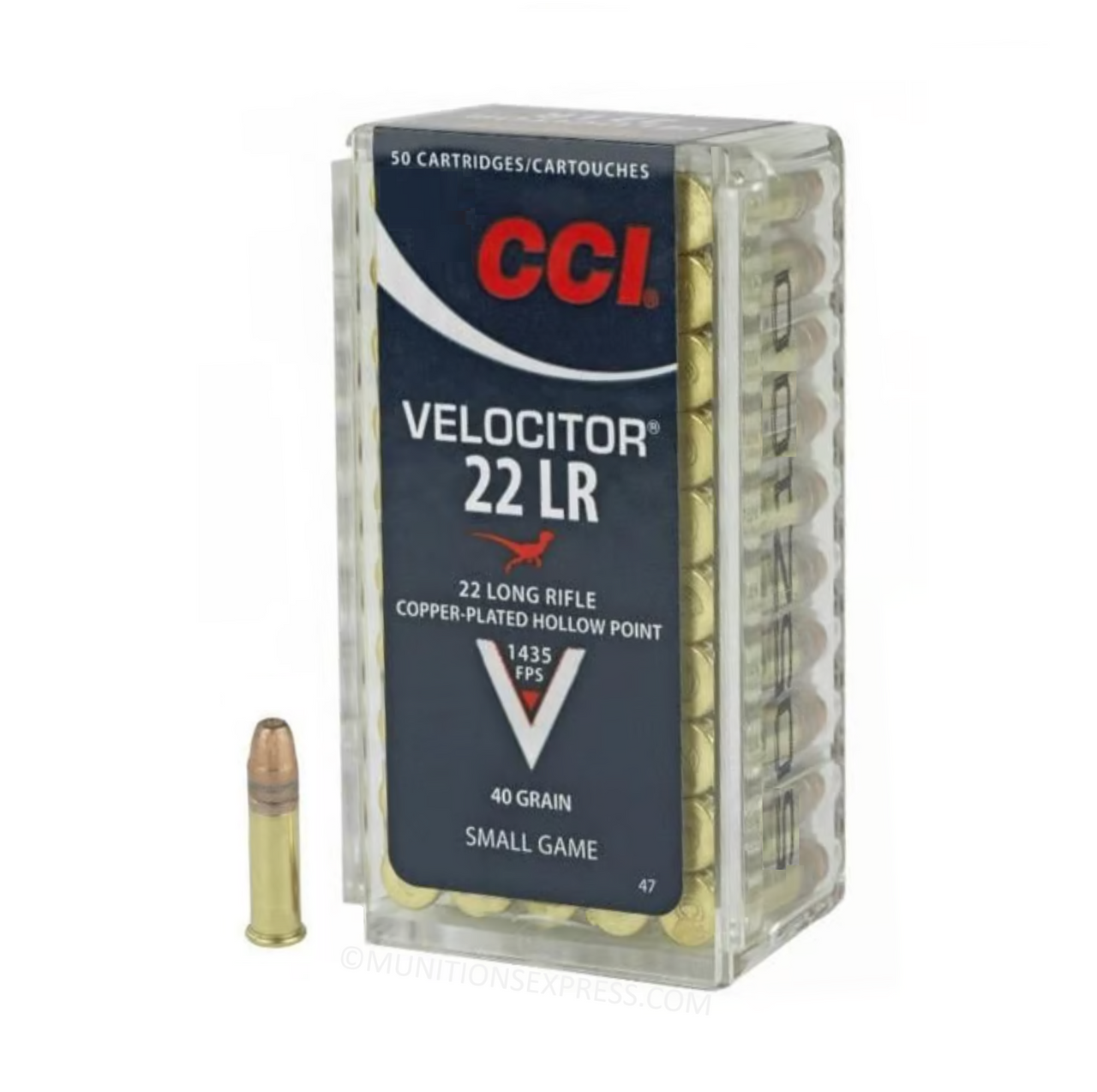 CCI Velocitor .22 Long Rifle (.22 LR) 40gr Copper-Plated Hollow Point ...