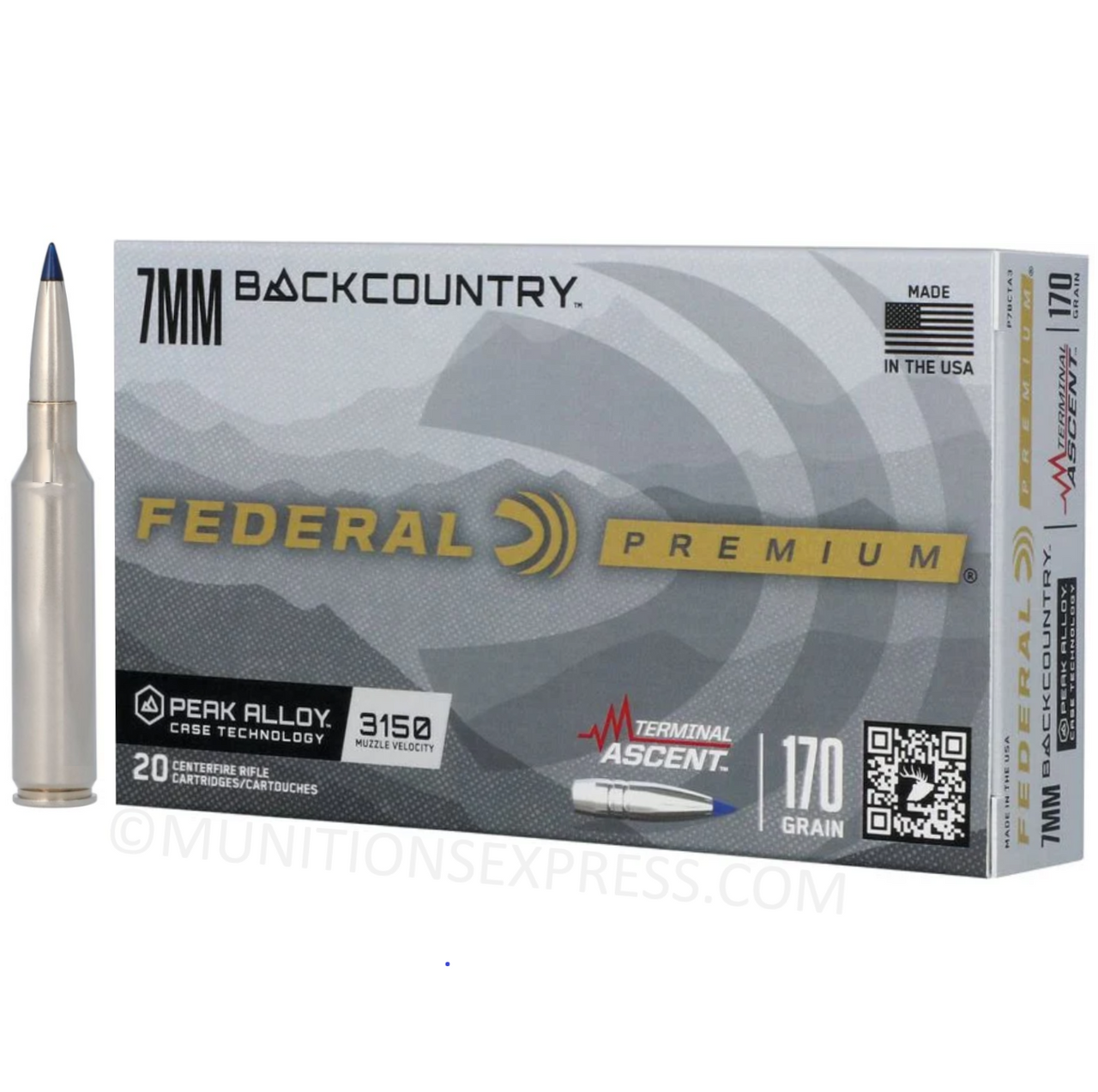 Federal Premium Terminal Ascent 7mm Backcountry Ammo 170gr Polymer Tip ...