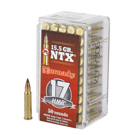 Hornady .17 Hornady Magnum Rimfire (.17 HMR) 15.5gr NTX Lead-Free 50 ...