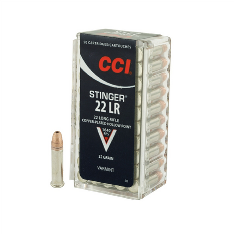 CCI Stinger .22 Long Rifle (.22 LR) 32gr Copper Plated Lead Hollow ...
