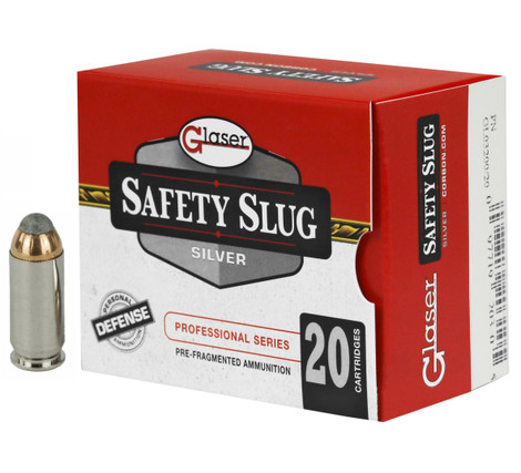 Glaser Silver Safety Slug .40 S&W Ammo 115gr Pre-Fragmented 20/Box
