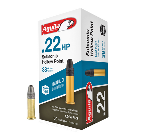 Aguila Subsonic .22 Long Rifle (.22 LR) Ammo 38gr Lead Hollow Point 50/Box