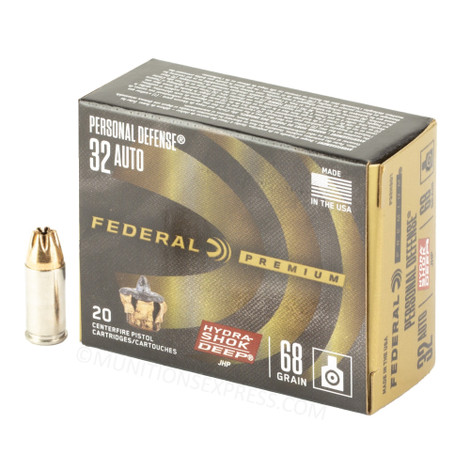 Federal Premium Personal Defense .32 ACP Ammo 68gr Hydra-Shok Deep ...