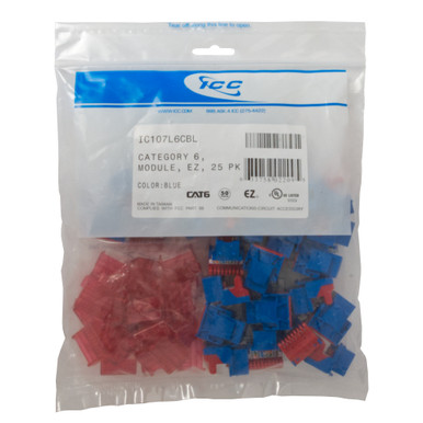 CAT6 RJ45 Keystone Jack for EZ® Style - Blue, 25-Pack IC107L6CBL | BLVS