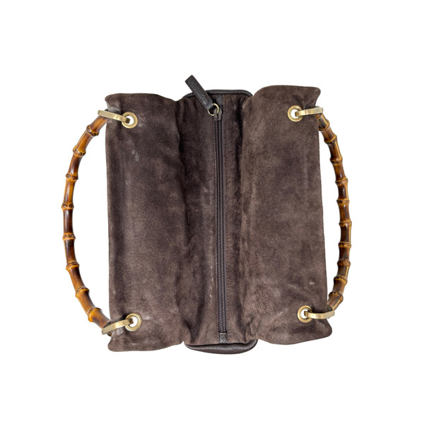 Gucci Brown Suede Bamboo Handle