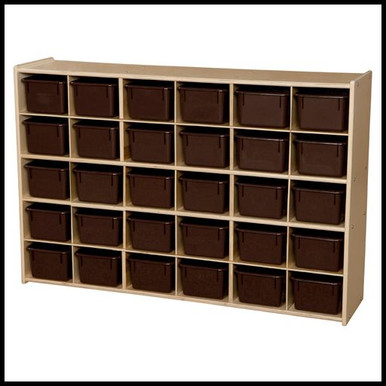 Contender Baltic Birch 30-Cubby Single Storage Unit w/ Brown Tubs