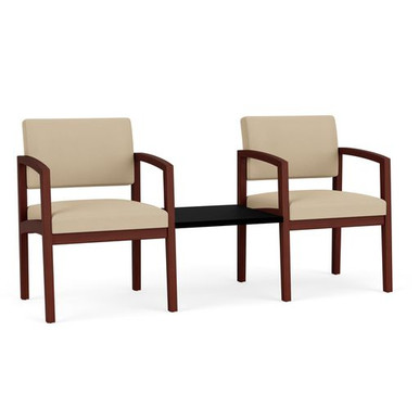 Lenox Wood Waiting Reception 2 Seat Tandem Wood Frame with Black ...