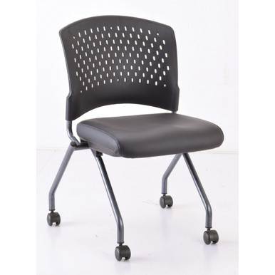 Armless Nesting Chair with Casters - Titanium Frame | Furniture Tycoon