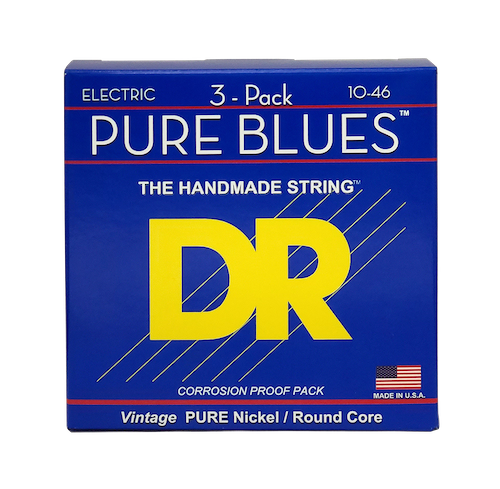 DR PHR-10 Pure Blues Electric Guitar Strings 3-Pack (10–46)