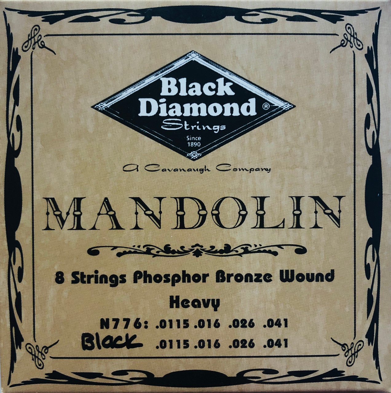 Black Diamond Black Coated Mandolin Strings Loop End Medium Heavy