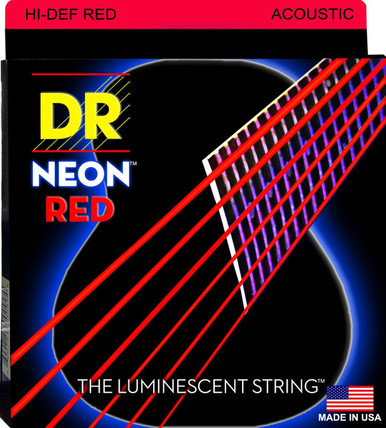 DR Neon Red Acoustic Guitar Strings K3 Coated