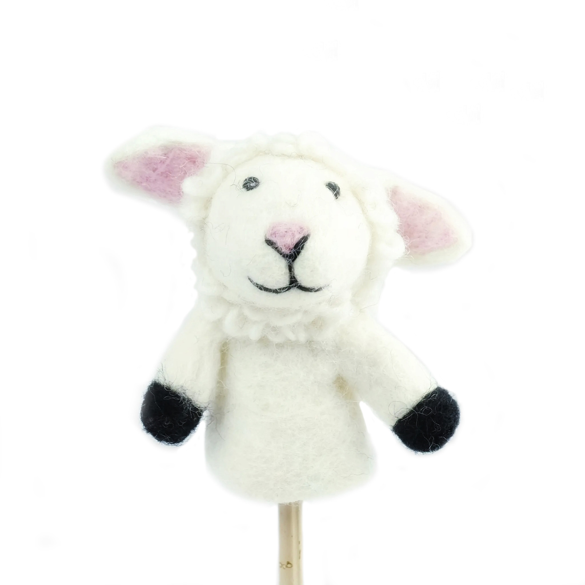 Handmade Felt Lamb Finger Puppet, Fair Trade from Nepal