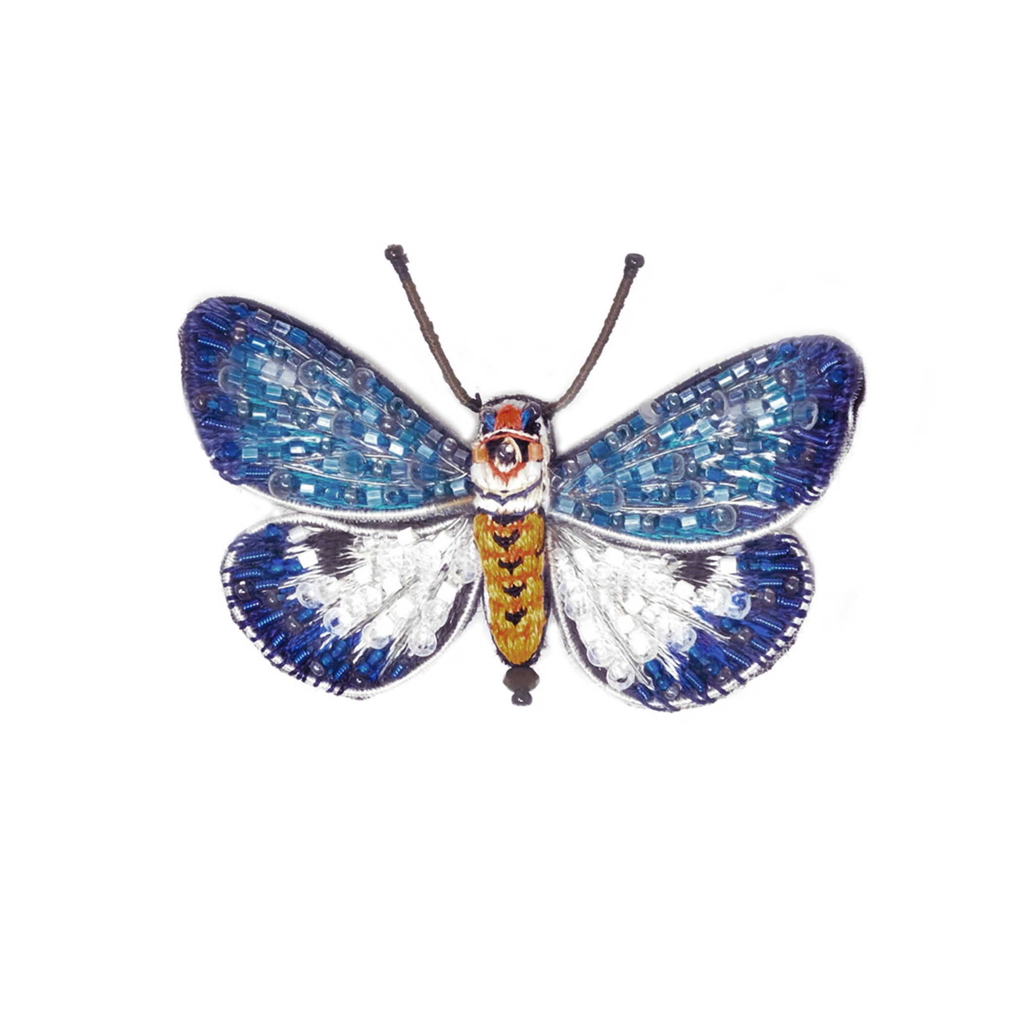 Embroidered and Beaded Neochera Moth Brooch, Handmade by Trovelore of India