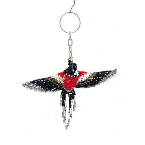 Beaded Robin Keychain from Guatemala, Handmade Fair Trade