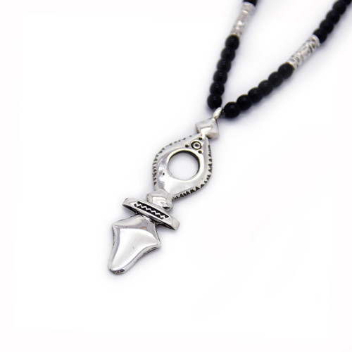 Tuareg Zinder Cross Necklace, Fine Silver by Elhadji Koumama, Agadez Niger