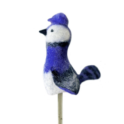 Felt Blue Jay Finger Puppet, Handmade from Nepal