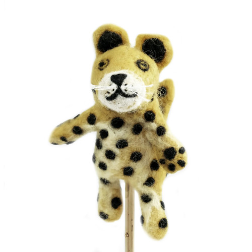 Felt Leopard Finger Puppet, Handmade Fair Trade from Nepal
