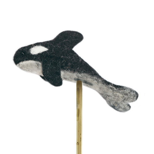 Felt Orca Whale Finger Puppet, Handmade Fair Trade from Nepal