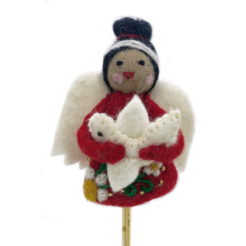 Embellished Felt Holiday Angel Finger Puppet / Ornament with Dove ...