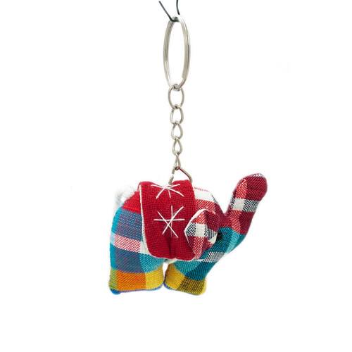 Fabric Hmong Elephant Keychain - 2, Handmade Fair Trade from Thailand