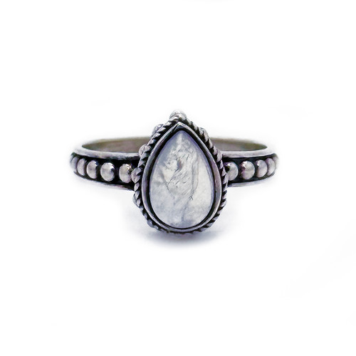 Pear Shaped Moonstone Ring - .925 Sterling Silver, Custom Made for Native