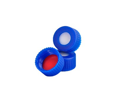 9mm Blue Screw Cap, Bonded PTFE/Silicone, 100-pk (4400-02B)