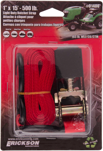 Erickson Ratchet Strap 1" X 15' Red 01400 - J J Motorsports
