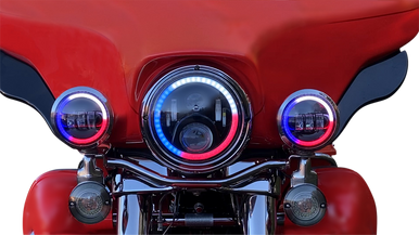 Custom Dynamics 7" Headlamp With Adapter Black Pg-7-14-B - J J Motorsports