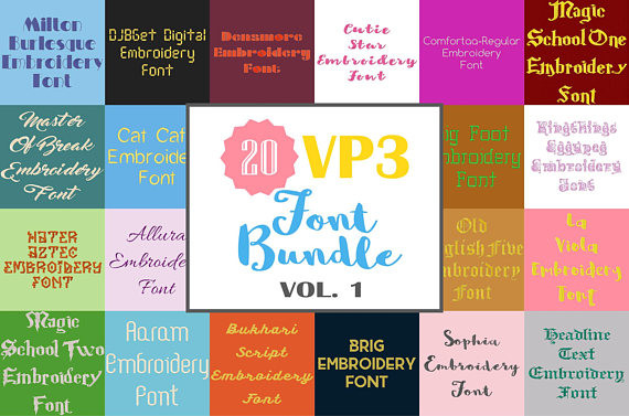 Machine Embroidery Fonts - 20 PES Font Bundle - Volume 4