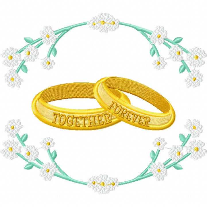 Machine Embroidery Design - Wedding Ring Collection #07