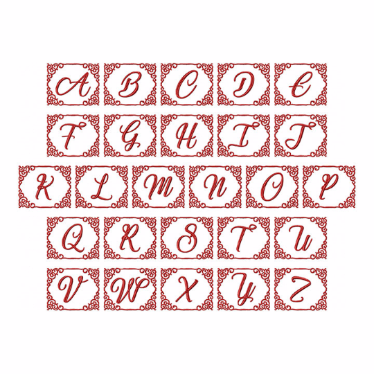 Machine Embroidery Monogram - Abstract Red Frame