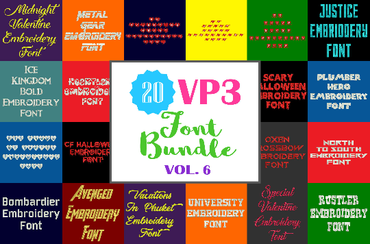 Machine Embroidery Fonts - 20 VP3 Font Bundle Volume 4