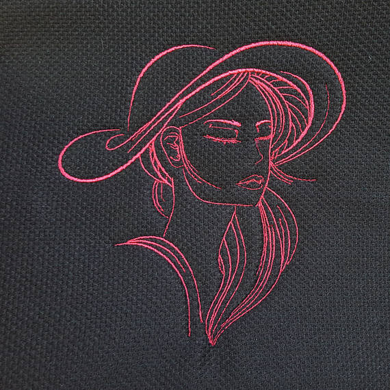 Machine Embroidery Design - Hat Modern Ladies Design #3