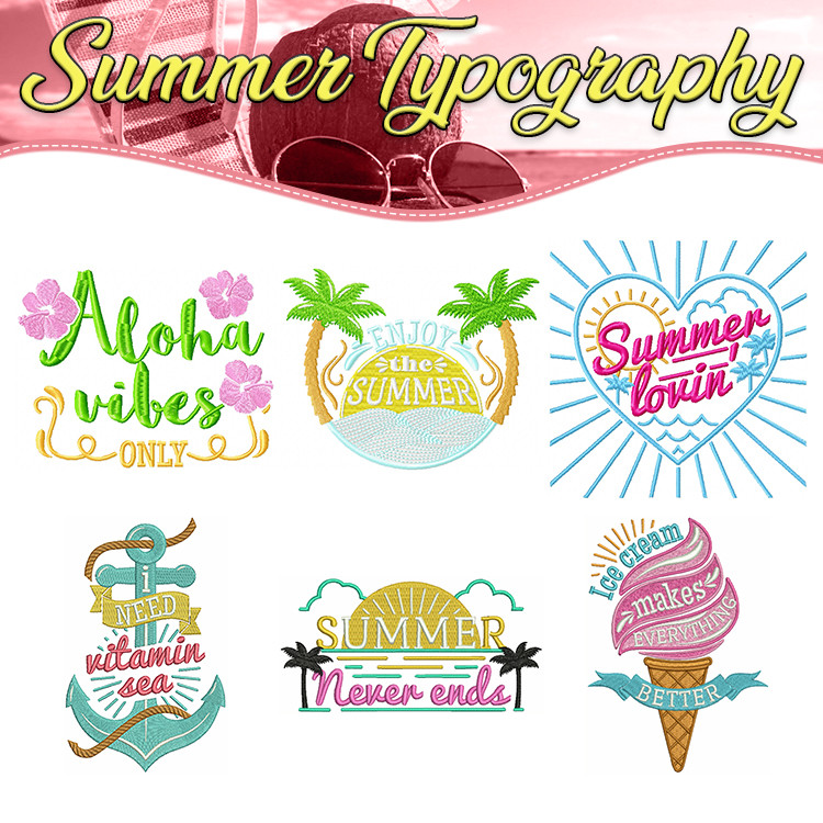 Machine Embroidery Designs - Wedding Typography Collection of 7