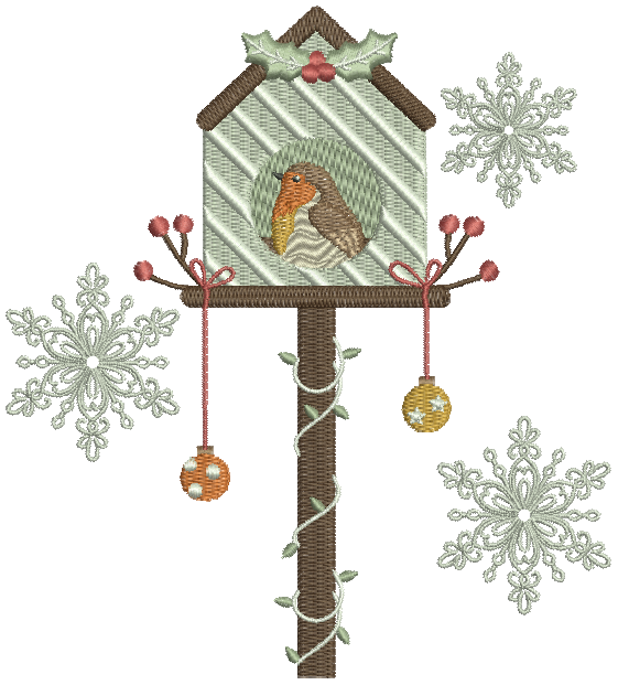 Machine Embroidery Design - Christmas Robin Design #04