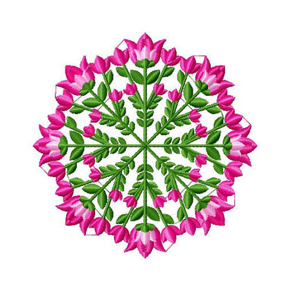 Machine Embroidery Design - Circle of Flowers Design #01